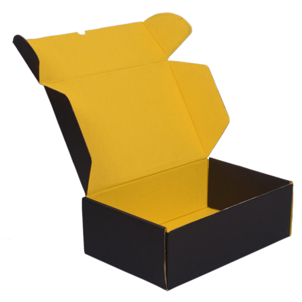 Buy Best Quality U-Pack Black & Yellow Colour 8 x 4 x 2 Mailer Boxes in ...