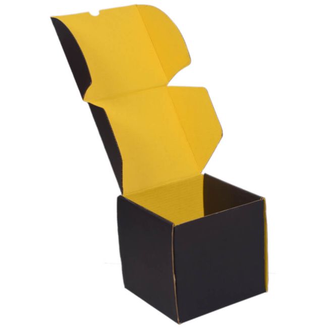 Buy Best Quality U-Pack Black & Yellow Colour 6 x 6 x 2 Mailer Boxes in ...