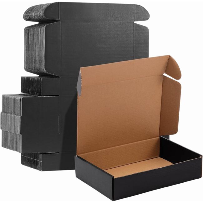 black shipping boxes