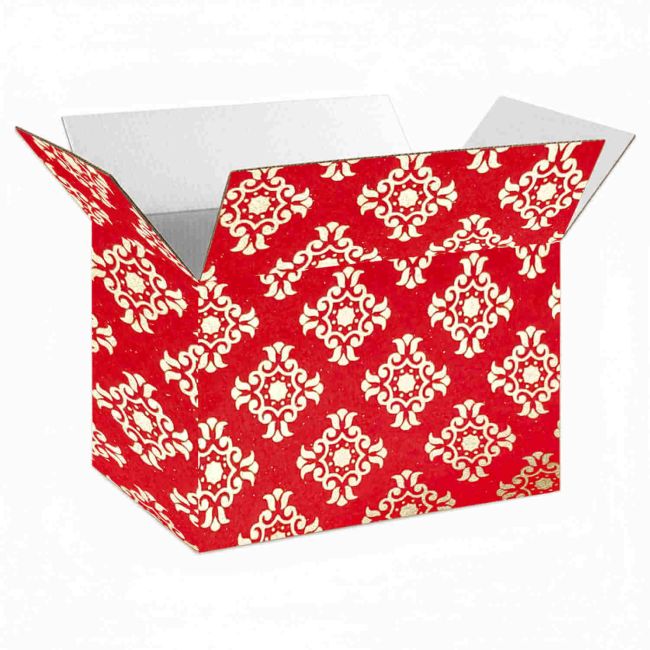 3 Ply Red Damask Gift Box - 8 x 8 x 6 | UPACK