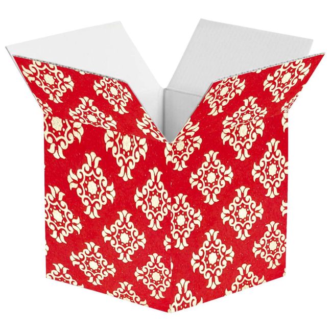 3 Ply Red Damask Gift Box - 10 x 10 x 8 | UPACK