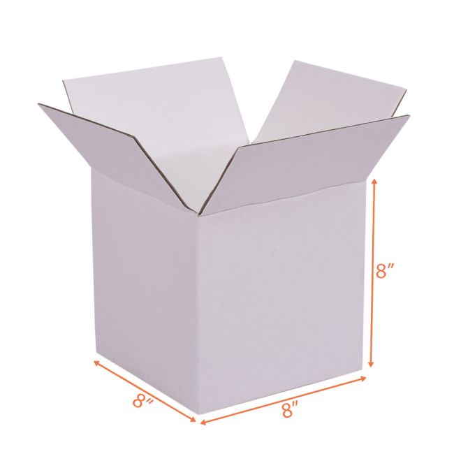 8X8X8 All White Cardboard Box | Printed Carton Box