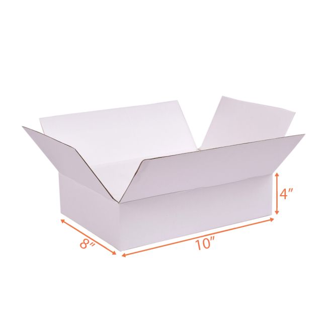 10X8X4 All White Packing Box | Packing Boxes Online