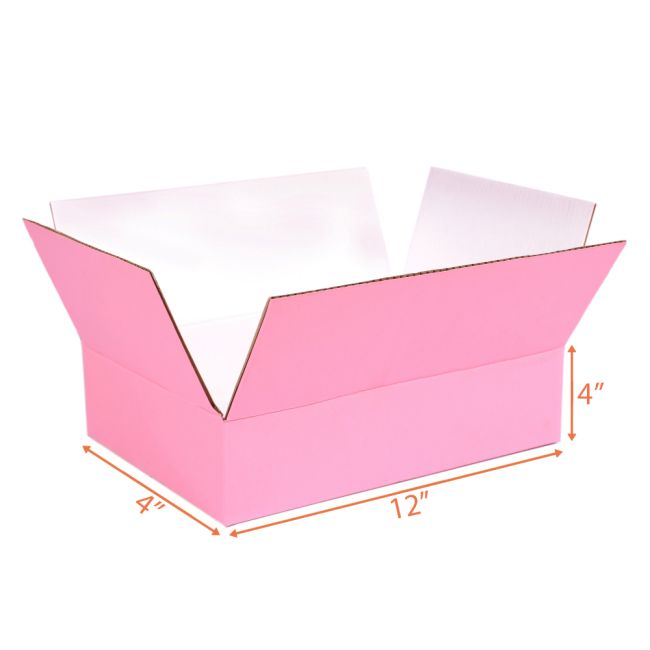 12X4X4 Pink Packing Box | Black Cardboard Box