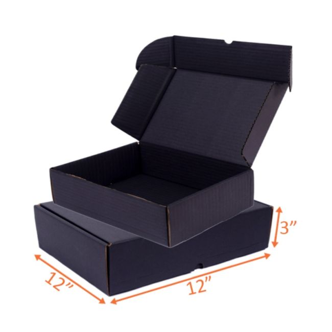 All Black Mailer Box - 12x12x3 | Carton Box Shop
