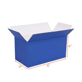 6X6X4 Blue Packing Box | Black Cardboard