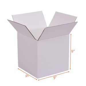 9X9X9 All White Packing Box | Corrugated Carton