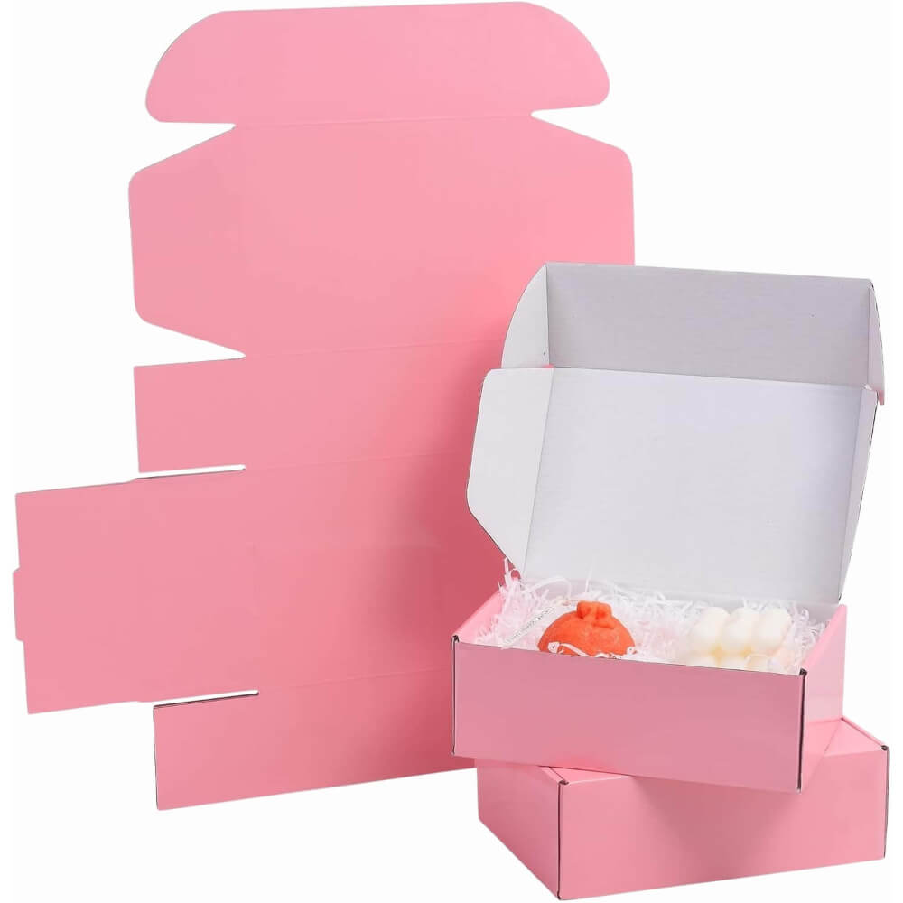 Pizza Box (Pink +White) - 4 x 4 x 1 Inch | Packaging Boxes