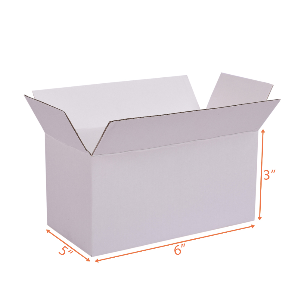 6X5X3 All White Packing Box | Corrugated Board Box