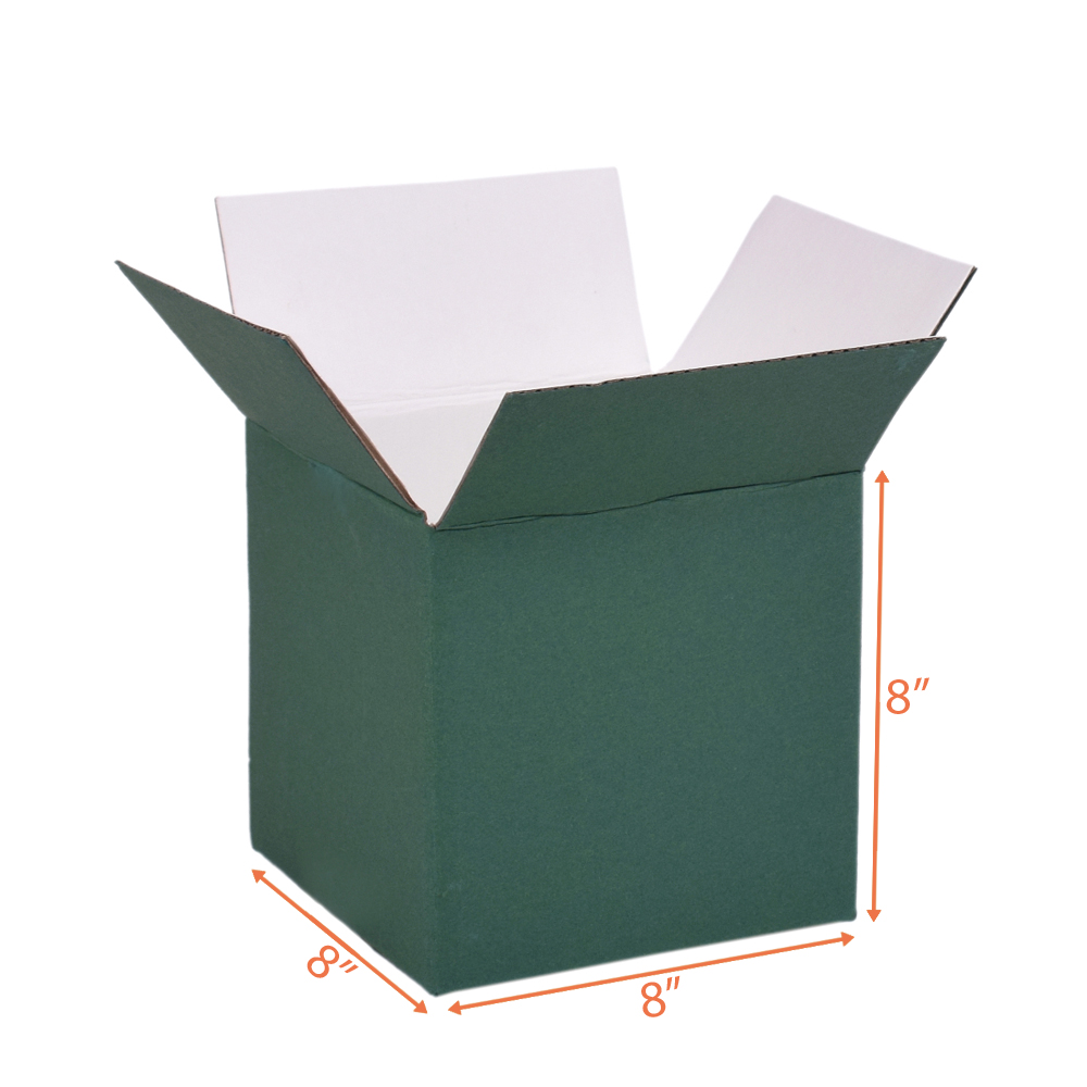 8X8X8 Green Cardboard Box | Custom Corrugated Boxes