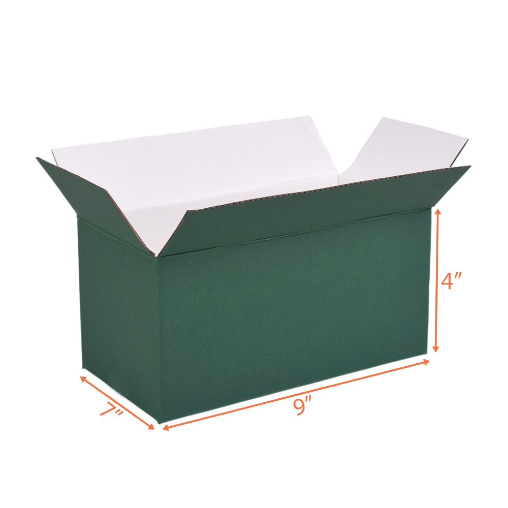 9X7X4 Green Cardboard Box | White Cardboard Mailers