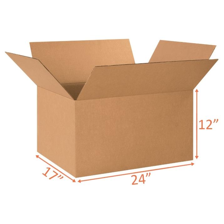 24 x 17 x 12 Inch Corrugated Boxes - 3 Ply | U-Pack