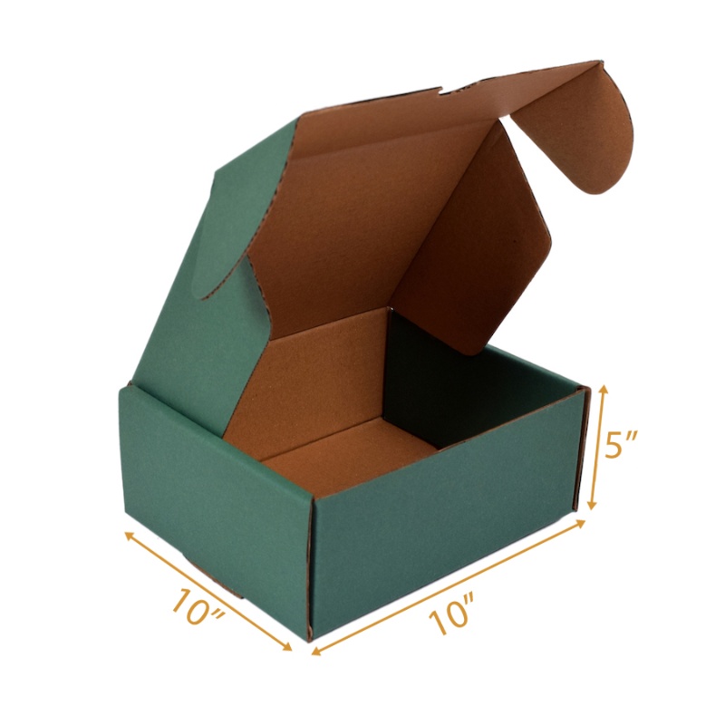 Green Mailer Box (inside Kraft) - 10 x 10 x 5 Inch