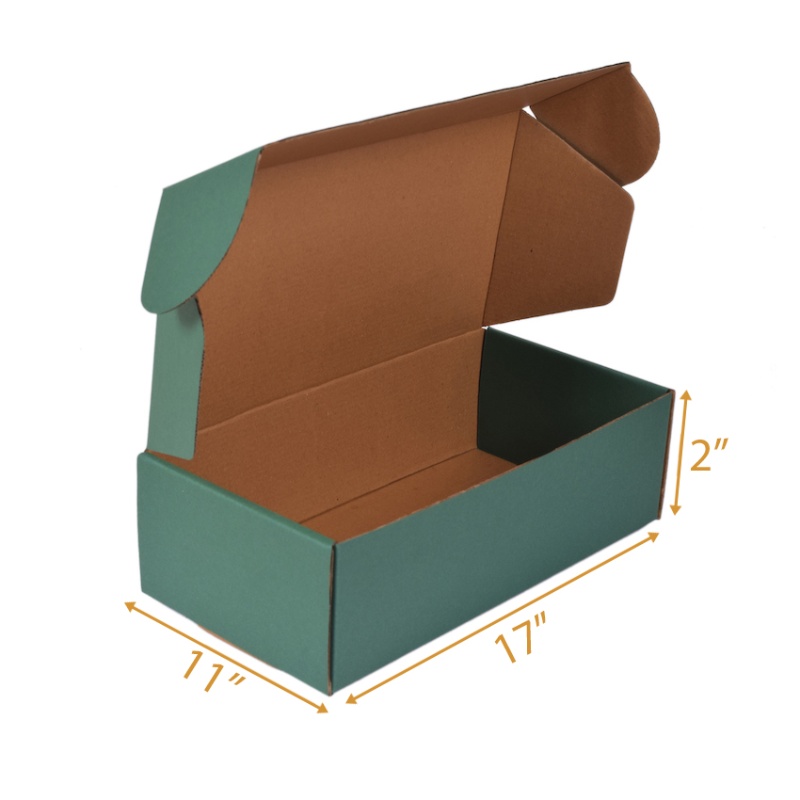 Green Mailer Box (inside Kraft) - 17 x 11 x 2 Inch
