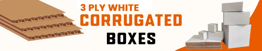3 Ply White Corrugated Boxes | Ships in 24 Hrs