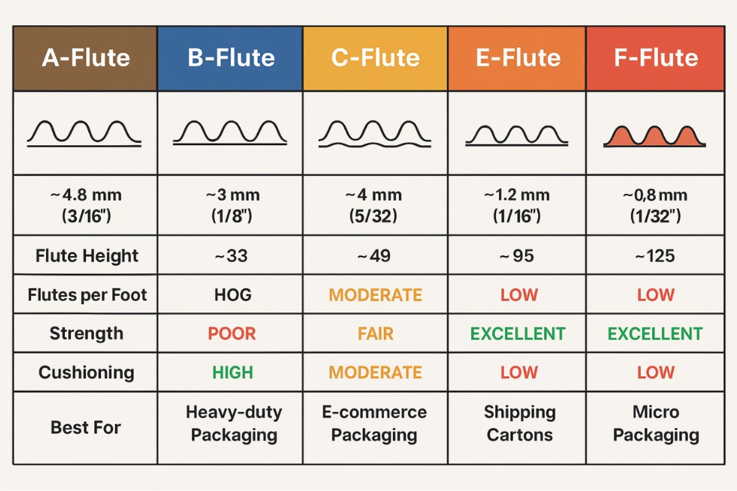 Corrugated Flute Thickness Chart L